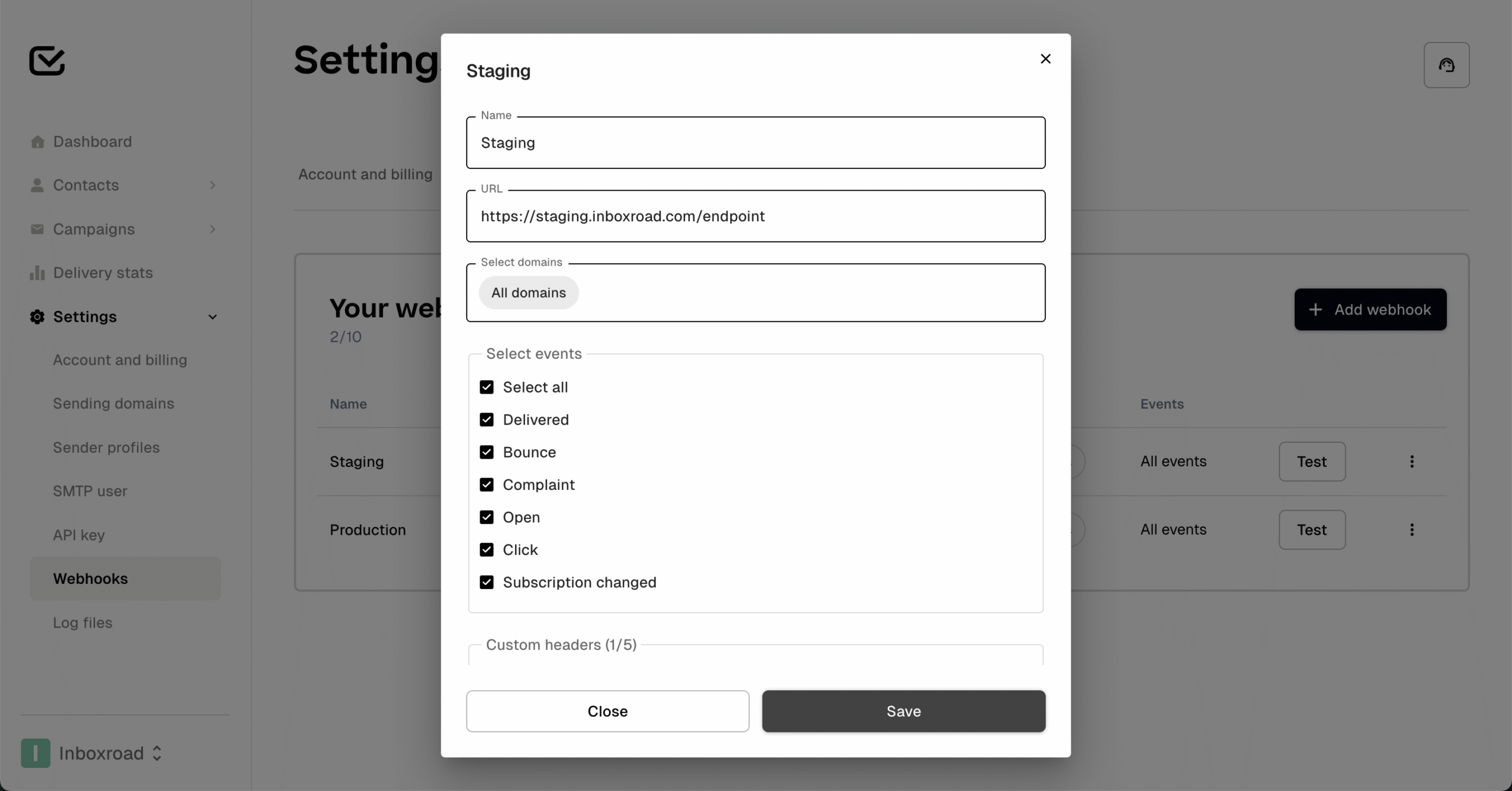 Email Webhooks (Real-Time Events) | Inboxroad